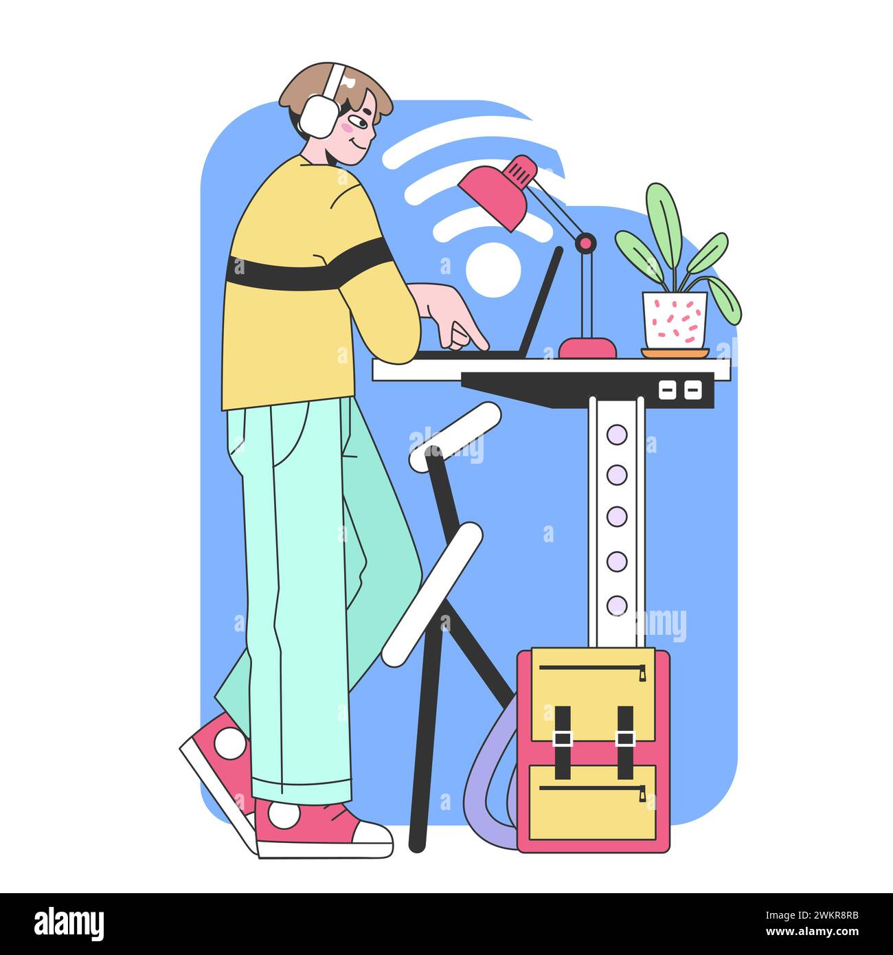 Focused young man tuning into productivity. He's immersed in work ...