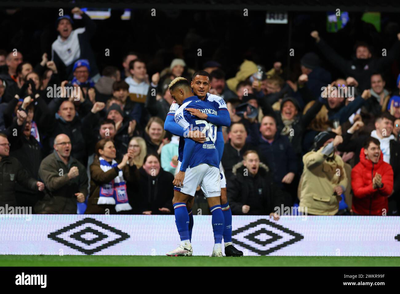 Omari Hutchinson of Ipswich Town celebrates with Ali Al-Hamadi after he ...