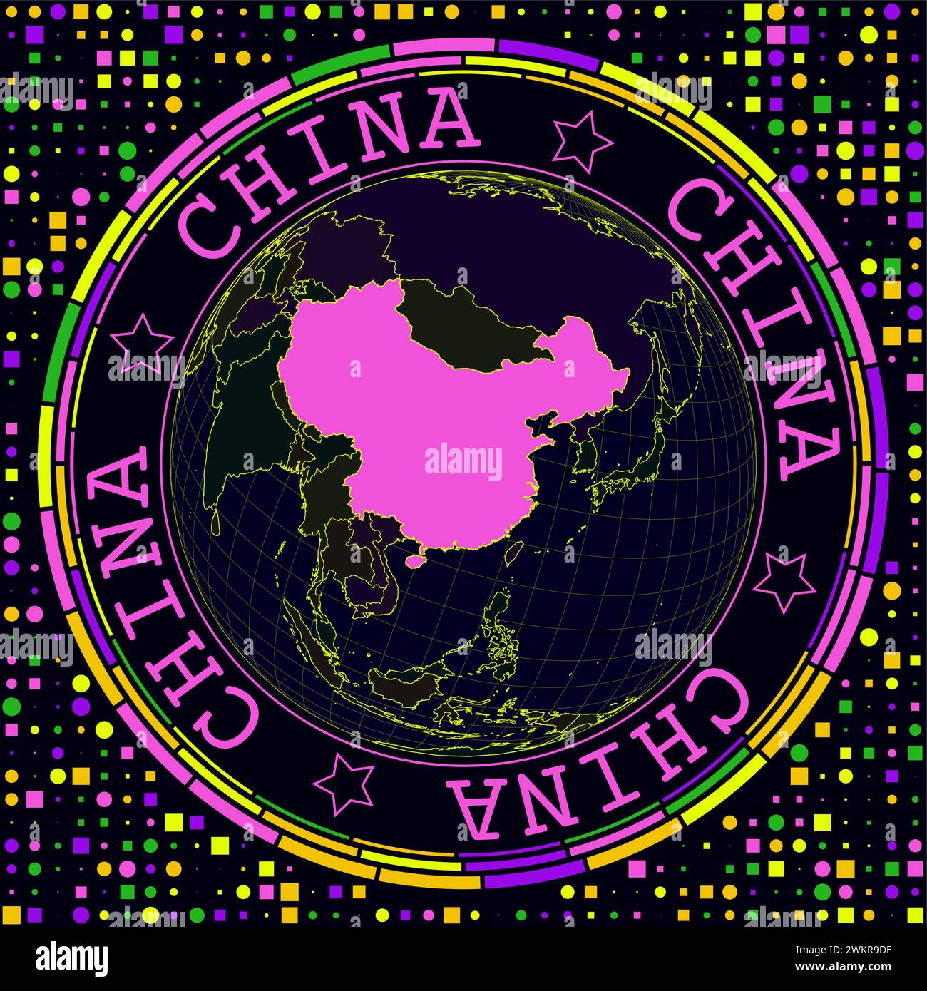 World map china glowing hi-res stock photography and images - Alamy