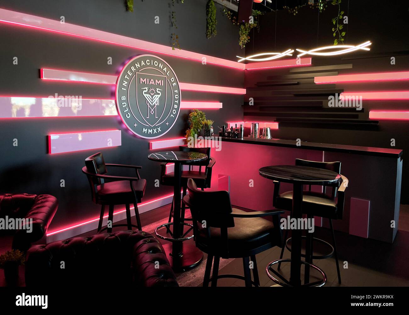 A general view of a bar inside the Chase Stadium, home of Inter Miami ...
