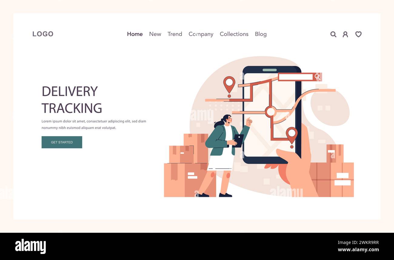 Delivery of goods web banner or landing page set. Warehousing ...