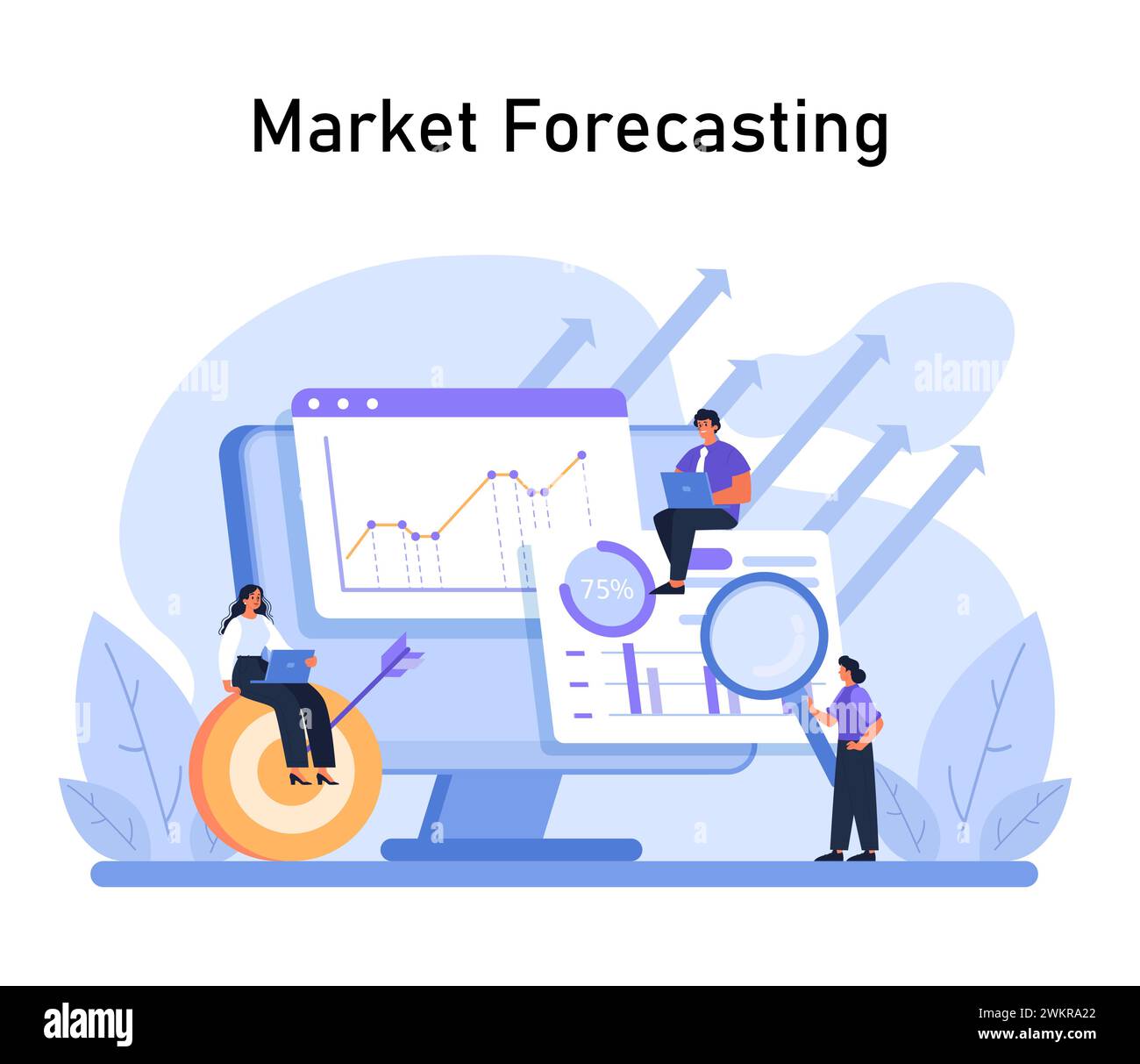 Market Forecasting in focus. Professionals study market trends on a ...