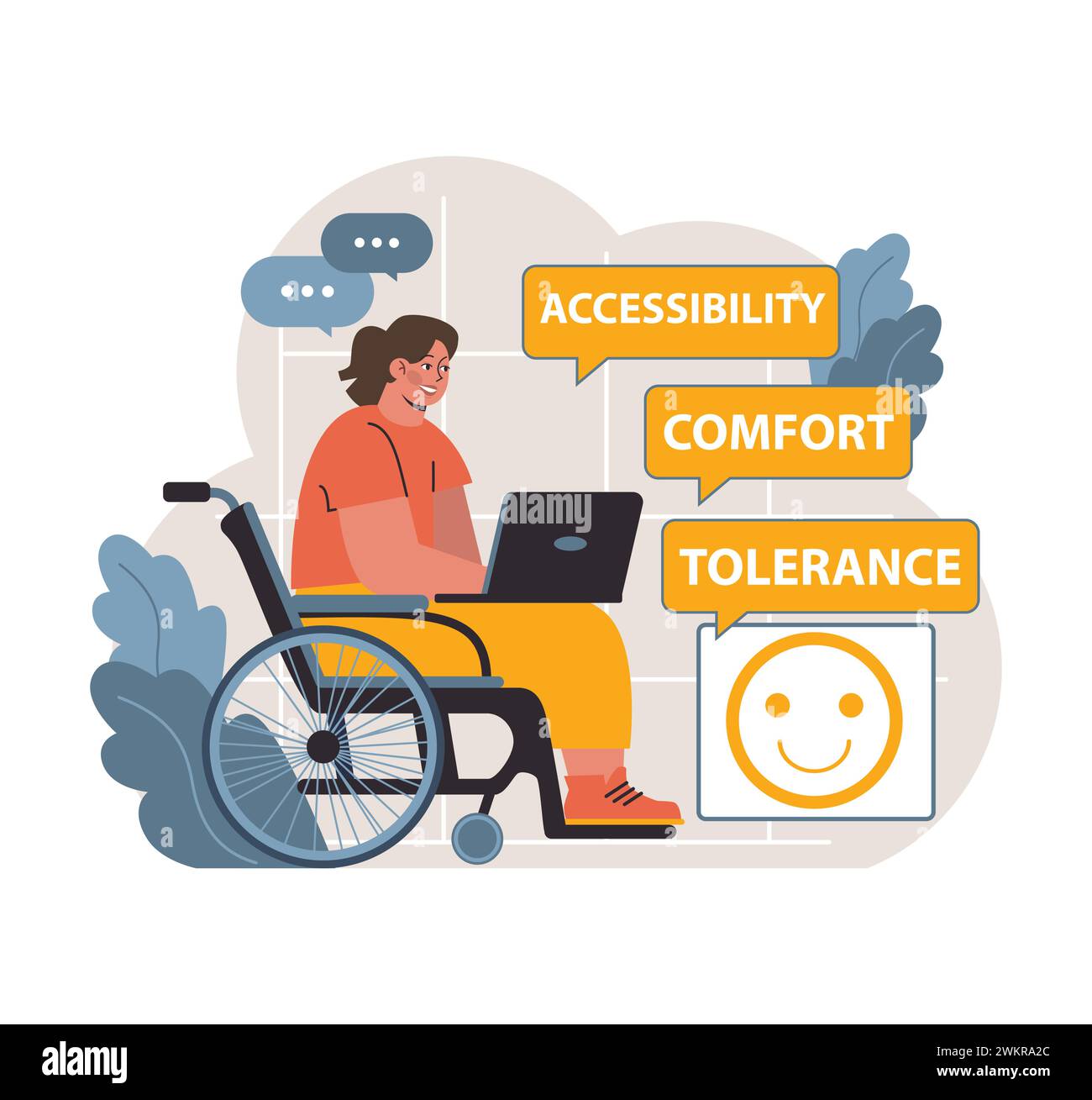 Woman in wheelchair working on laptop, advocating for accessibility ...