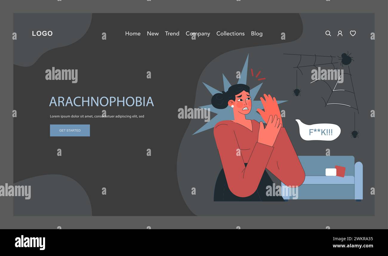 Phobia web banner or landing page dark or night mode. Human's ...