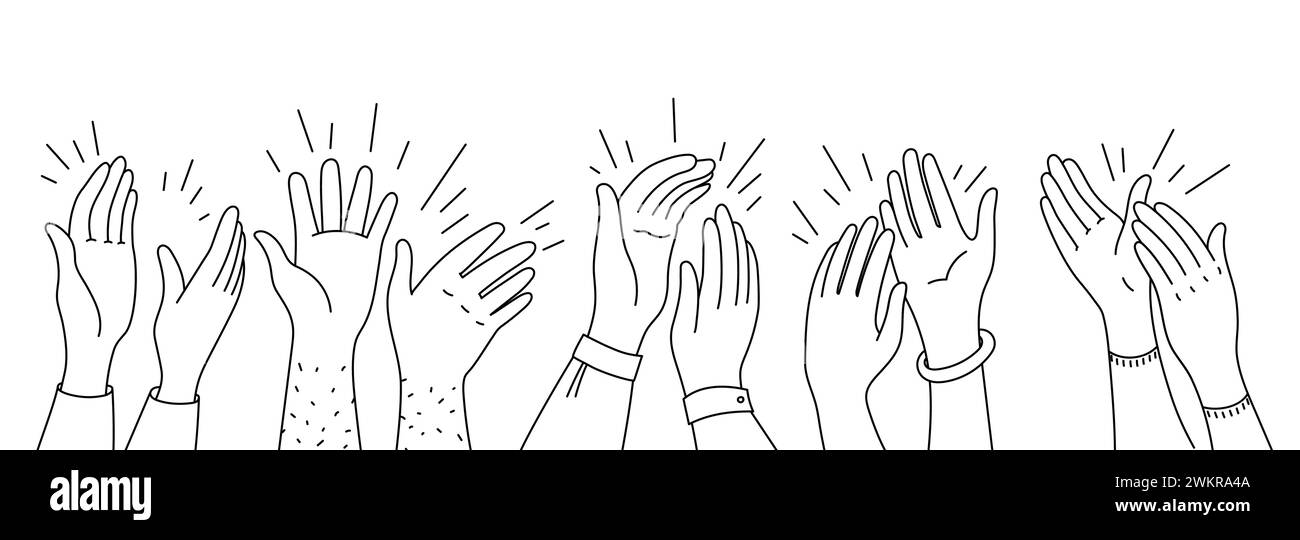 Doodle applause hands silhouettes. People clapping hands, vector ...