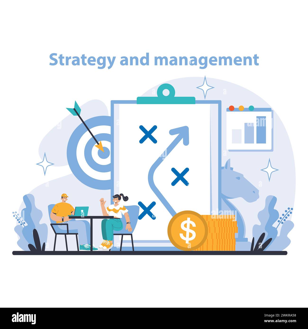 Strategy and management concept. Executives collaborate on goals ...