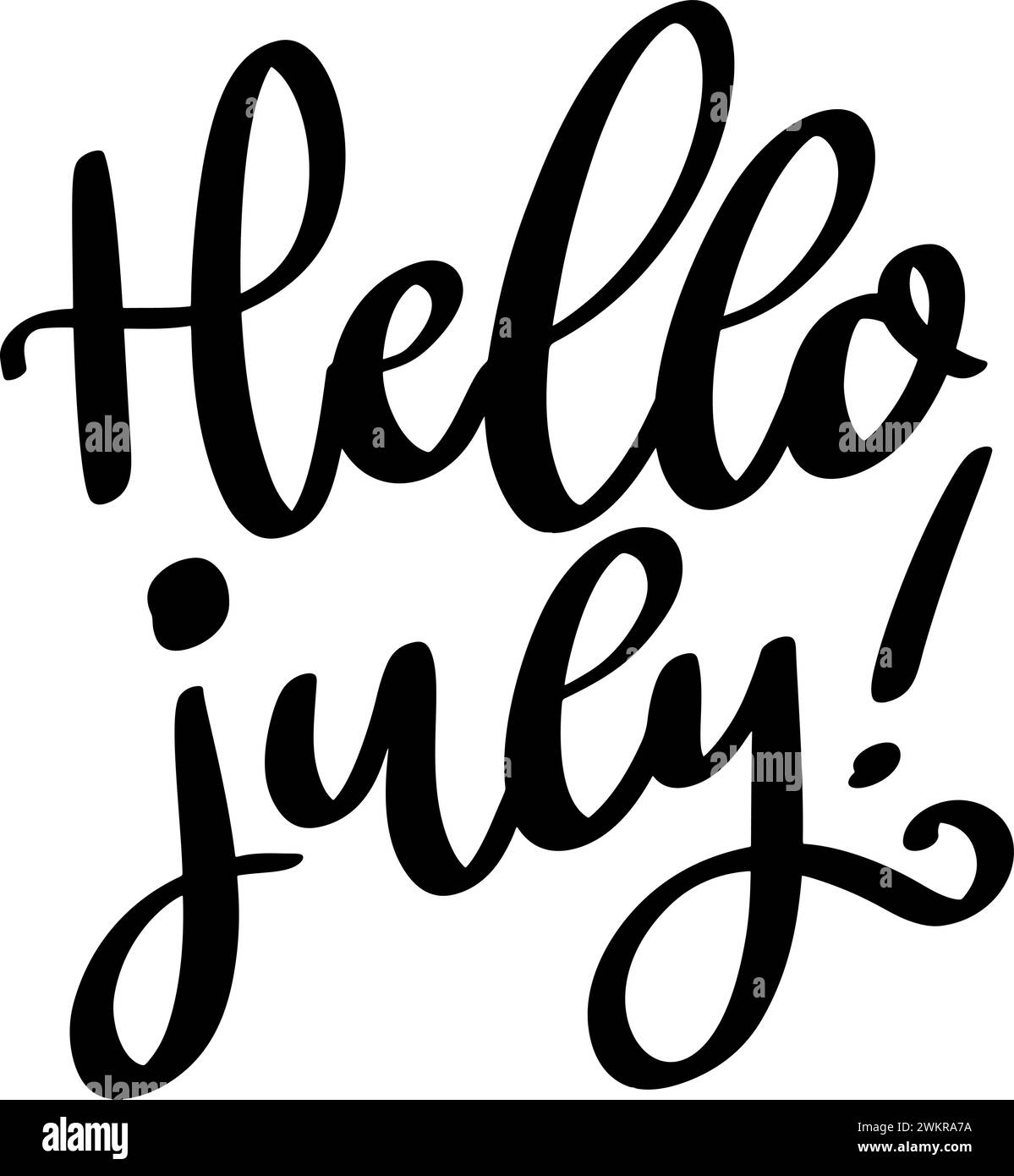 Hello july. Lettering phrase isolated on white background Stock Vector ...
