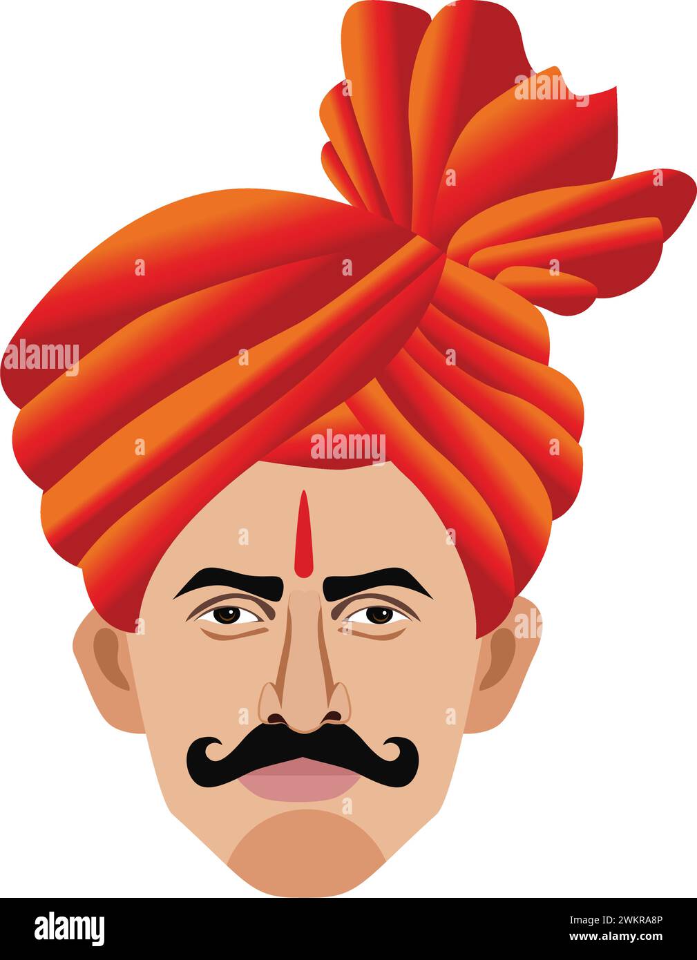 Maharashtra man with feta and tilak close up royalty free vector ...