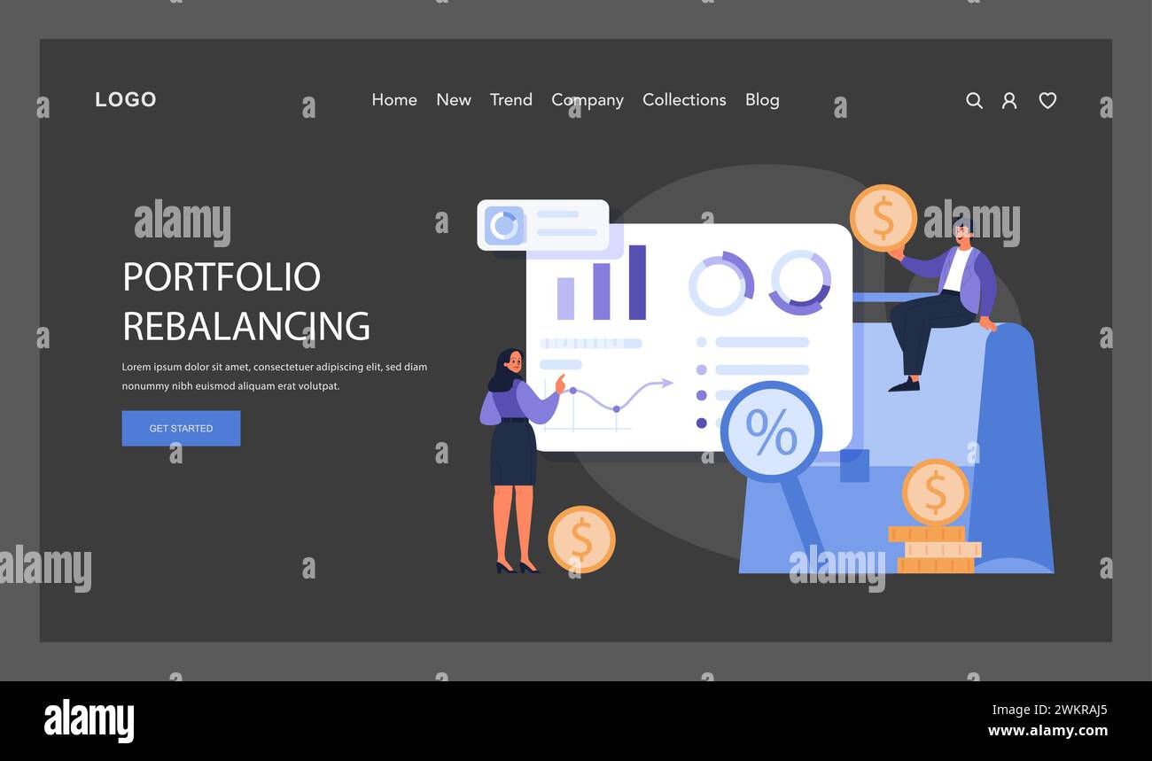 Portfolio Strategy dark or night mode web, landing. Analyzing and ...