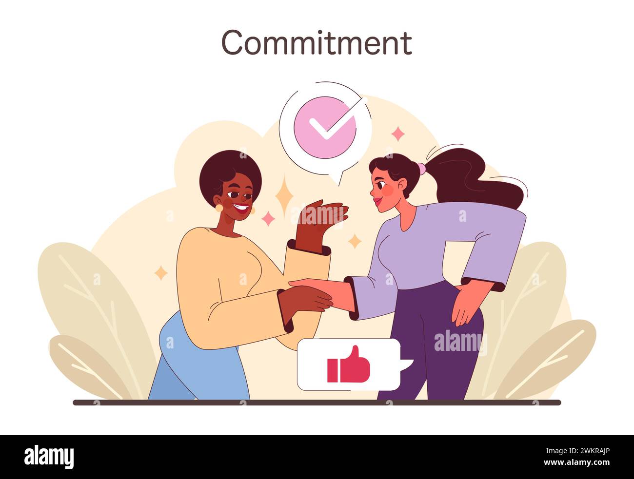 Bond of Commitment illustration. Two individuals engage in a handshake ...