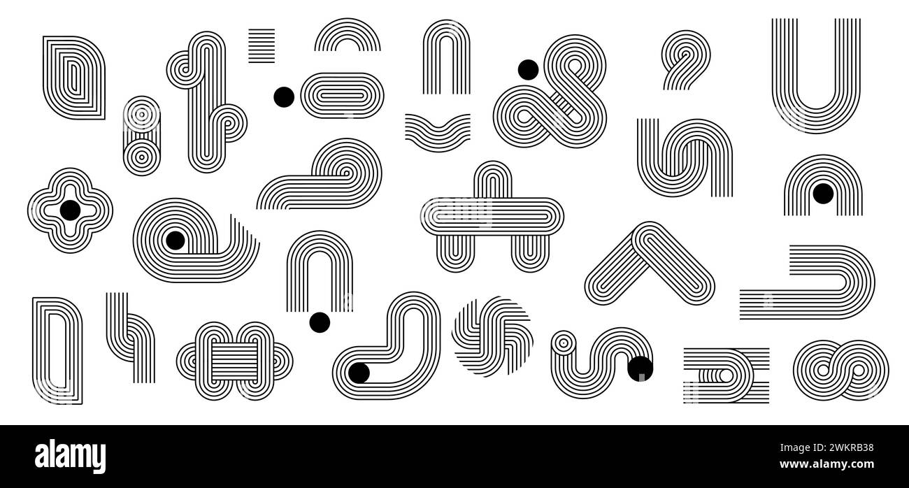 Geometric line Zen patterns, arch figures and stroke shapes, abstract ...
