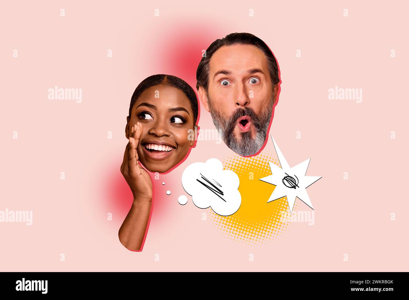 Creative composite photo illustration collage of funny positive friends ...