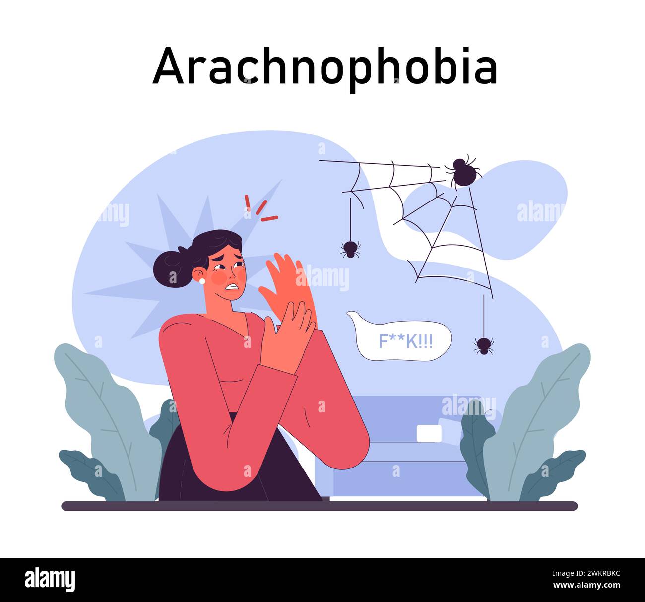 Phobia. Human's irrational inner fears and panic. Mental disorder ...