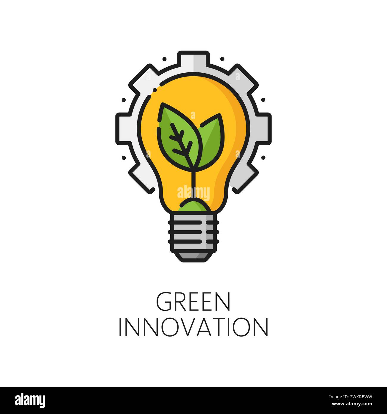Eco power, green energy innovation outline icon. Renewable energy ...