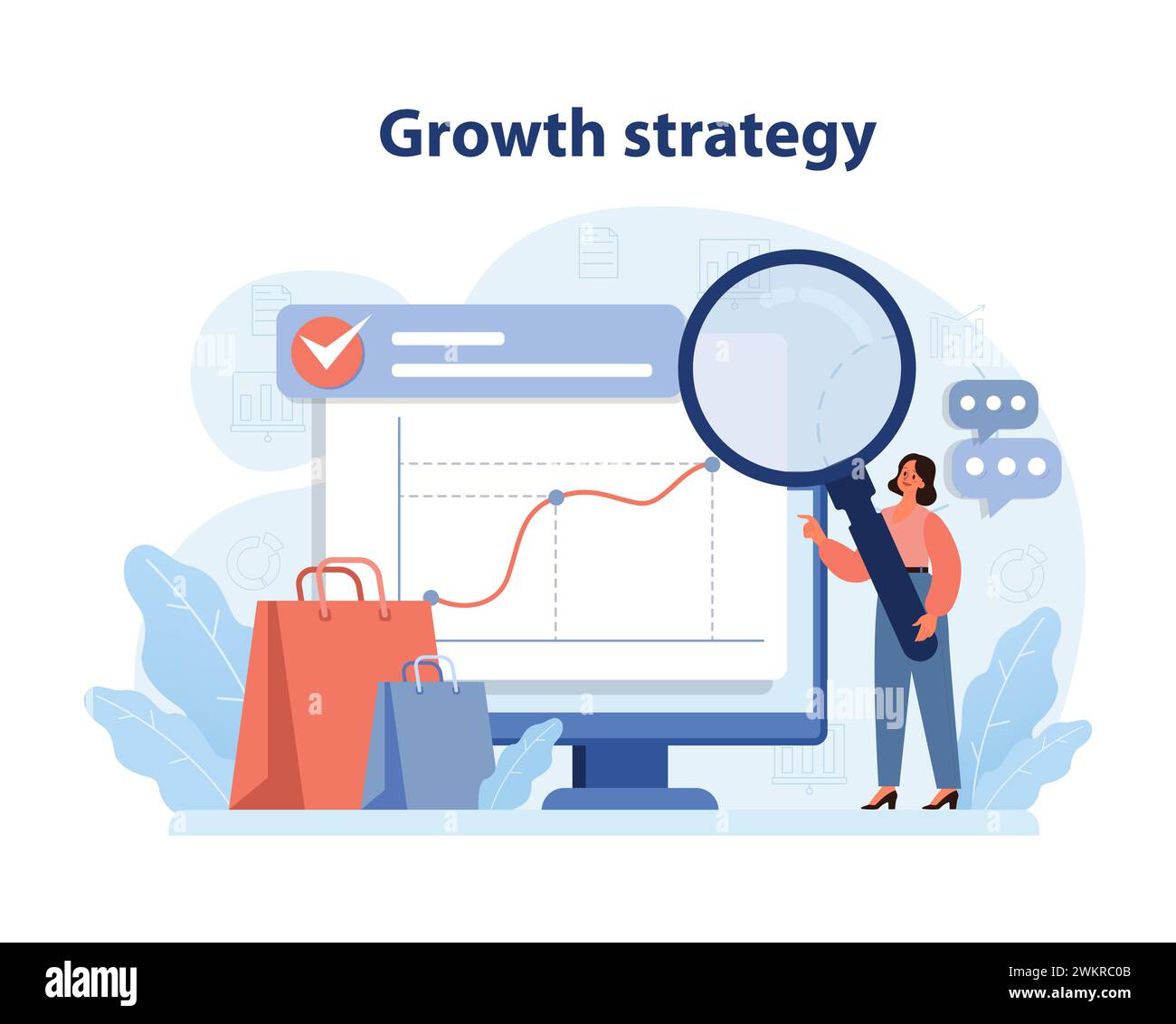 Market penetration concept. Businesswoman analyzes a growth strategy ... Market penetration concept. Businesswoman analyzes a growth strategy ...