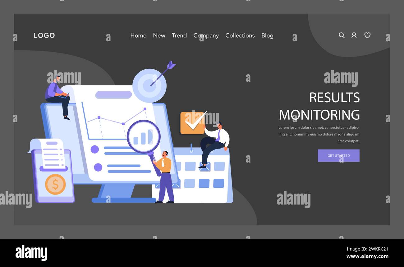 Team overseeing performance metrics on large dashboard, magnifying data details and ensuring ...