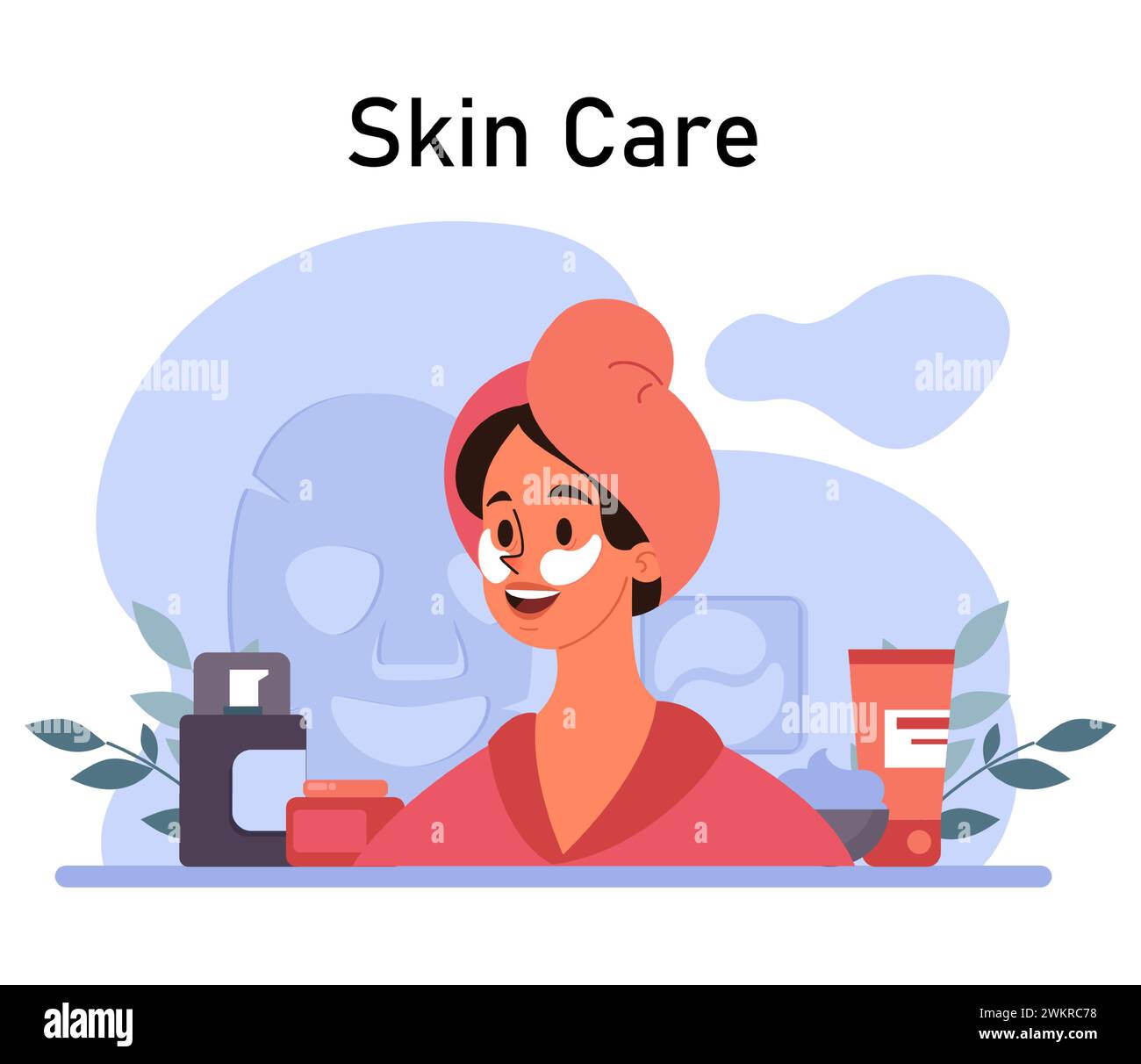 Skincare routine. Facial skin cosmetic products applying and ...