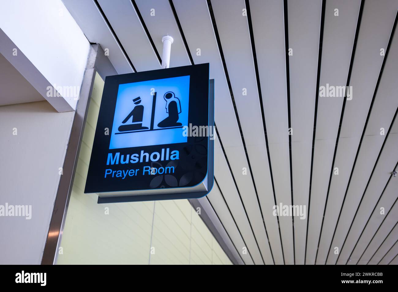 Islamic prayer room sign in airport with English text Stock Photo - Alamy