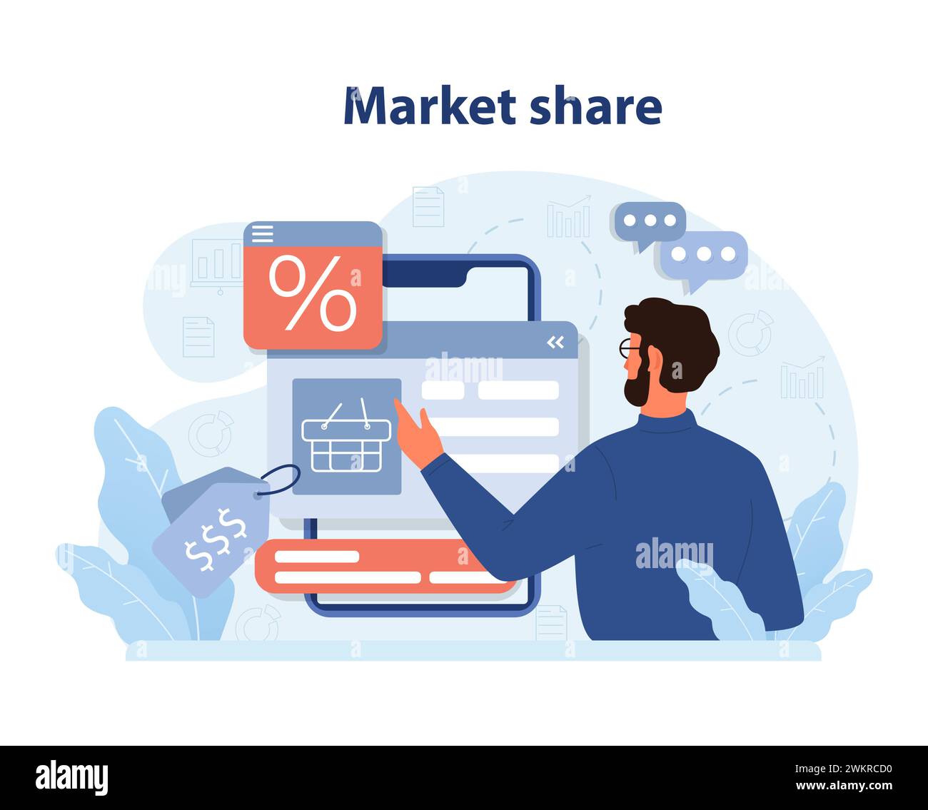 Market penetration concept. Professional calculating market share on ...