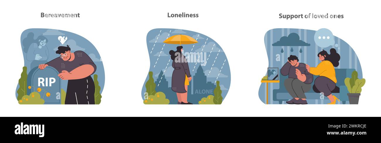 Widowhood Journey Set Coping With Loss Embracing Solitude And