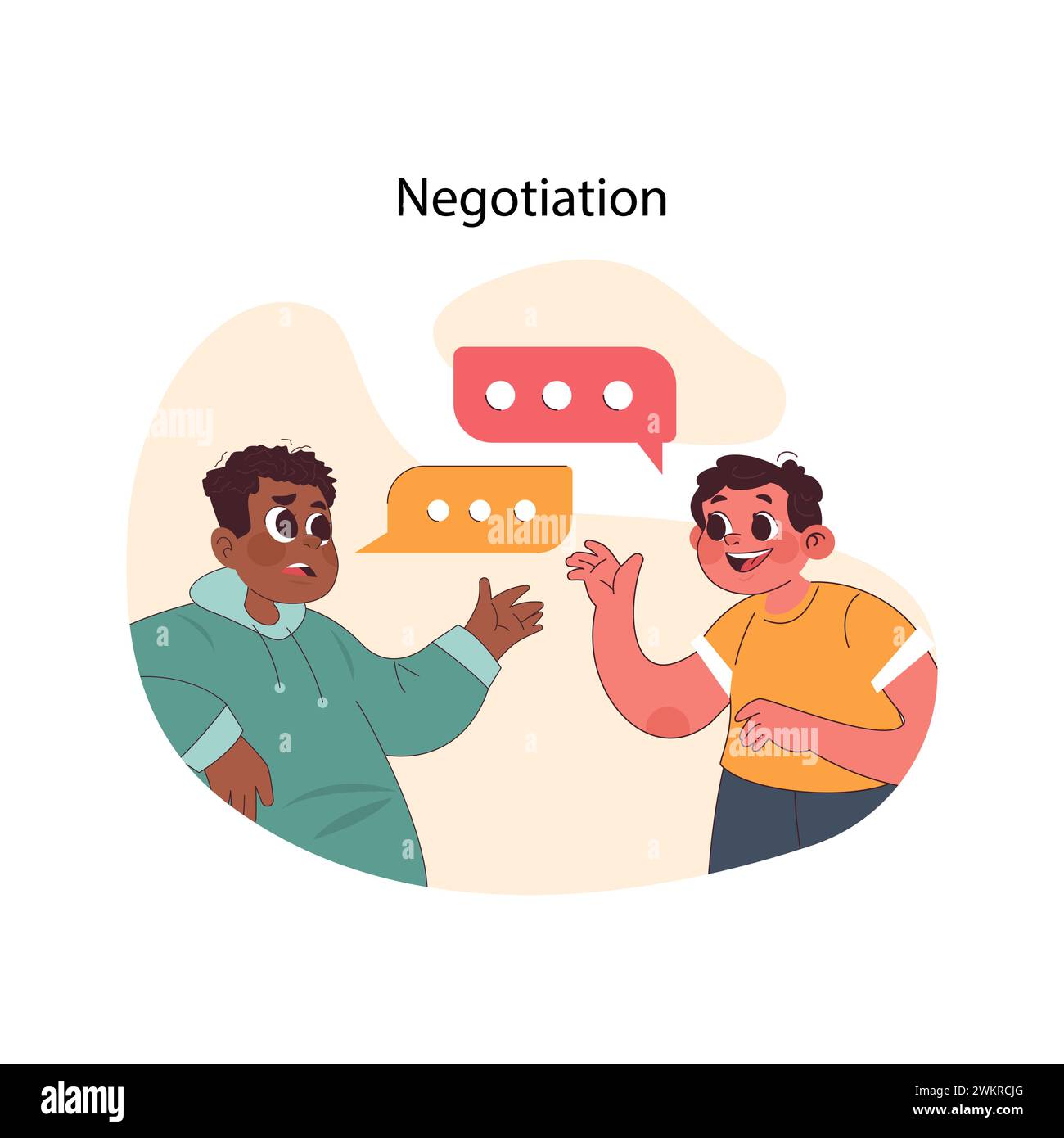 Negotiation concept. Two children engage in a civil discussion ... Negotiation concept. Two children engage in a civil discussion ...