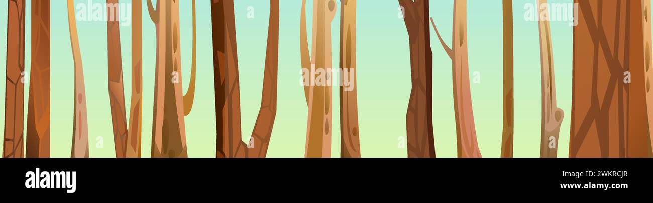 Tree trunks. View of trees. Scenery Landscape. Fun cartoon style ...