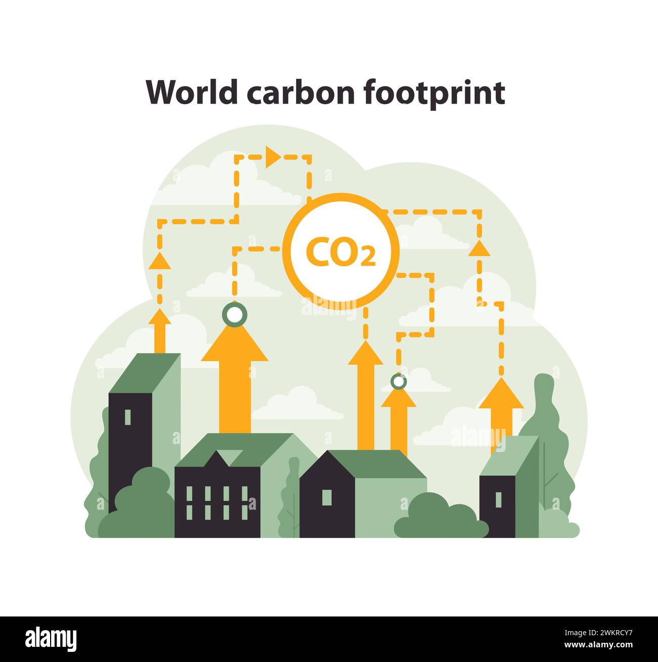 Illustration showcasing the global impact of CO2 emissions on the ...