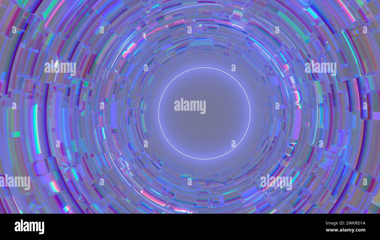 3d illustration portal Glass surface with neon and dispersion Stock ...