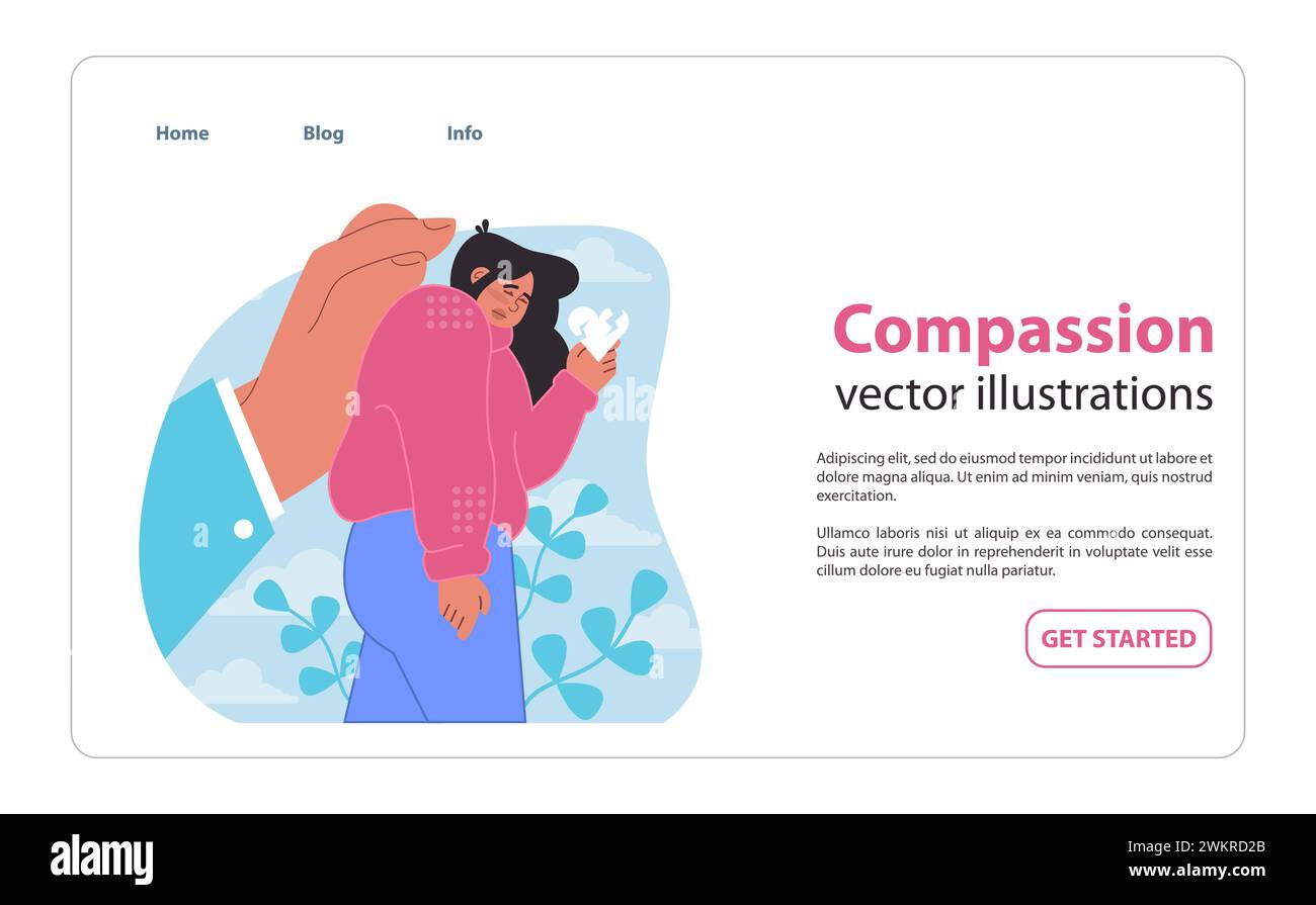 Compassionate communication web or landing. Sharing kindness digitally ...