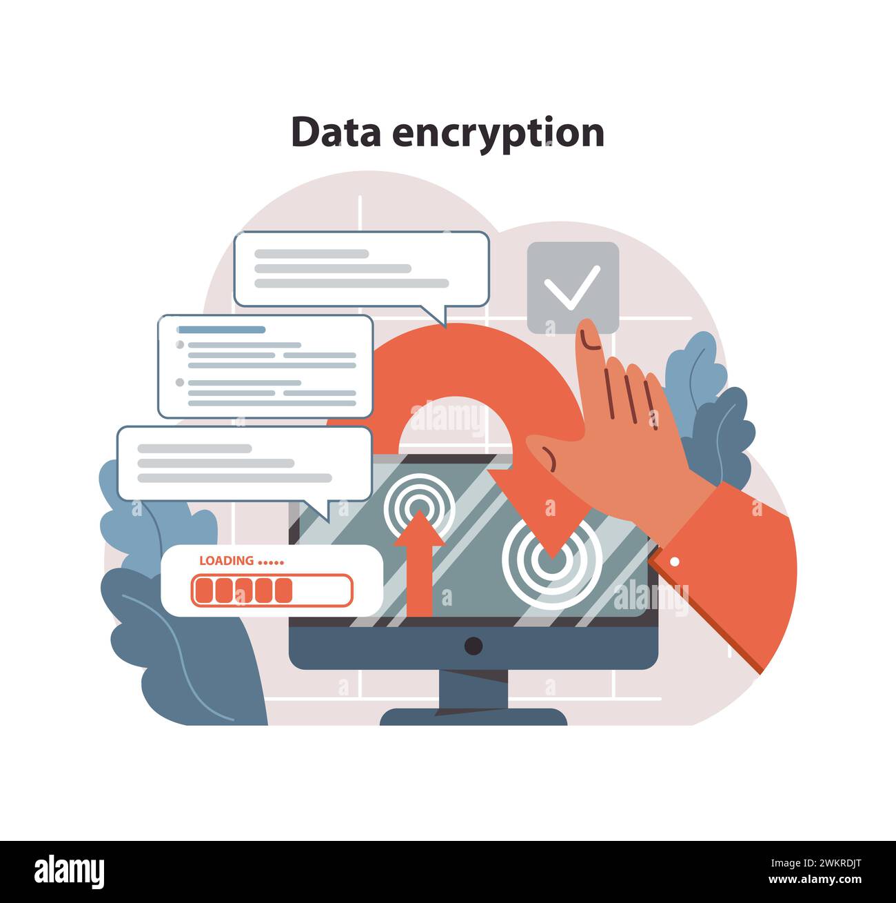 Data Encryption Concept Hand Activating A Secure Data Transfer On A