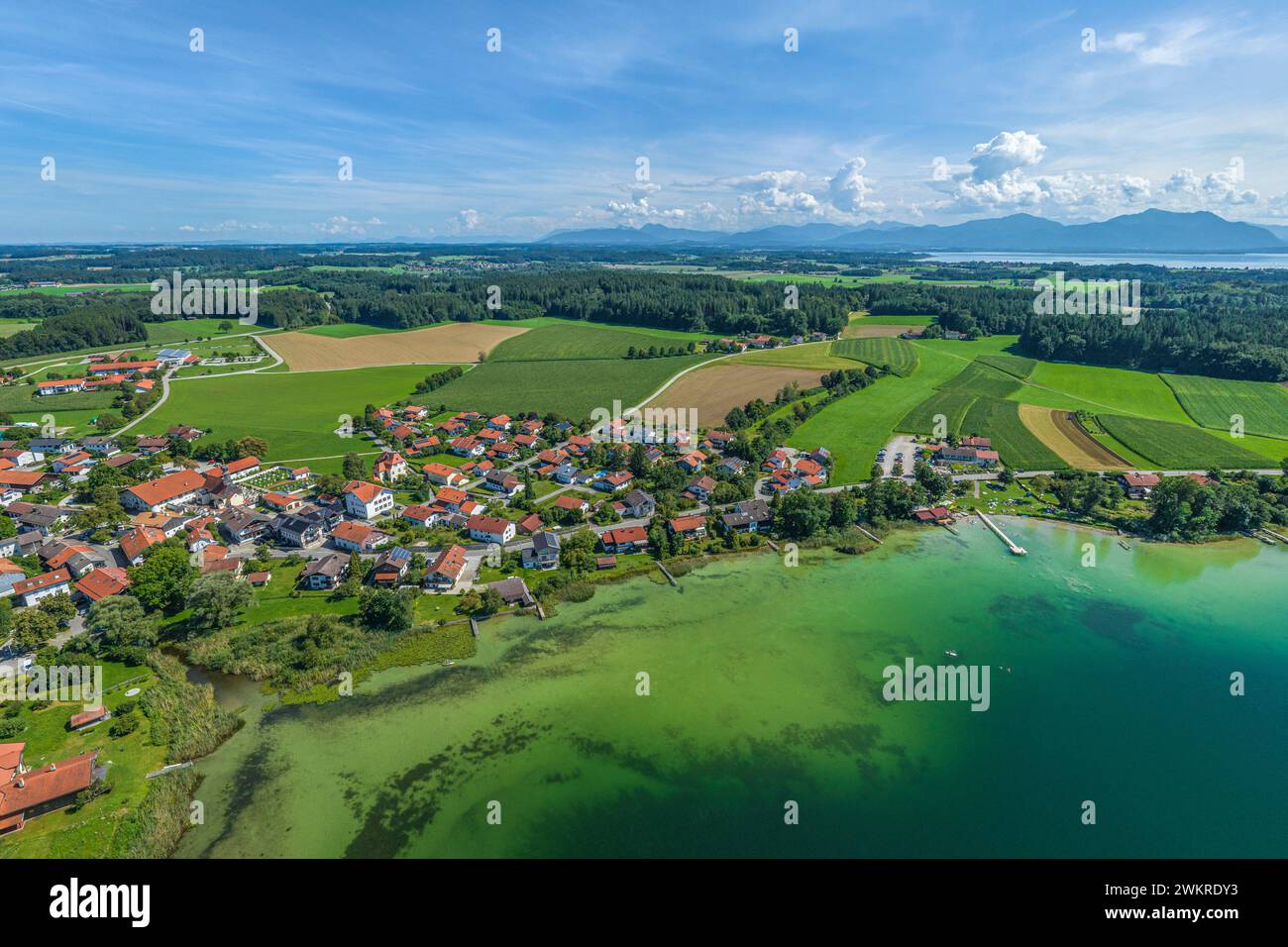View of the Seeon am Klostersee region near Lake Chiemsee Stock Photo ...
