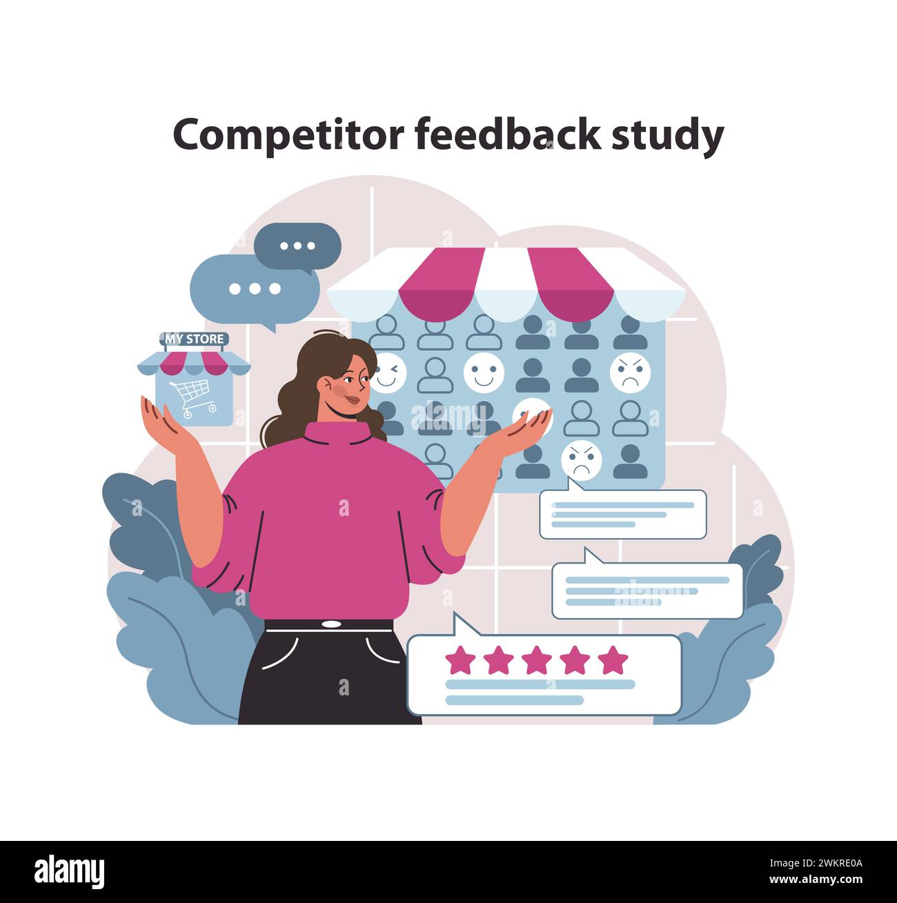 Competitor feedback study concept. Business strategist analyzing customer reviews for ...