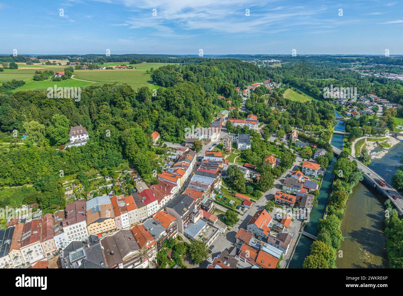The town of Trostberg in the Alz valley in the Bavarian chemical ...