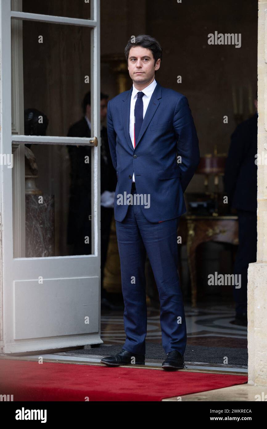 Paris, France. 22nd Feb, 2024. French Prime Minister Gabriel Attal after a meeting with Armenian ...