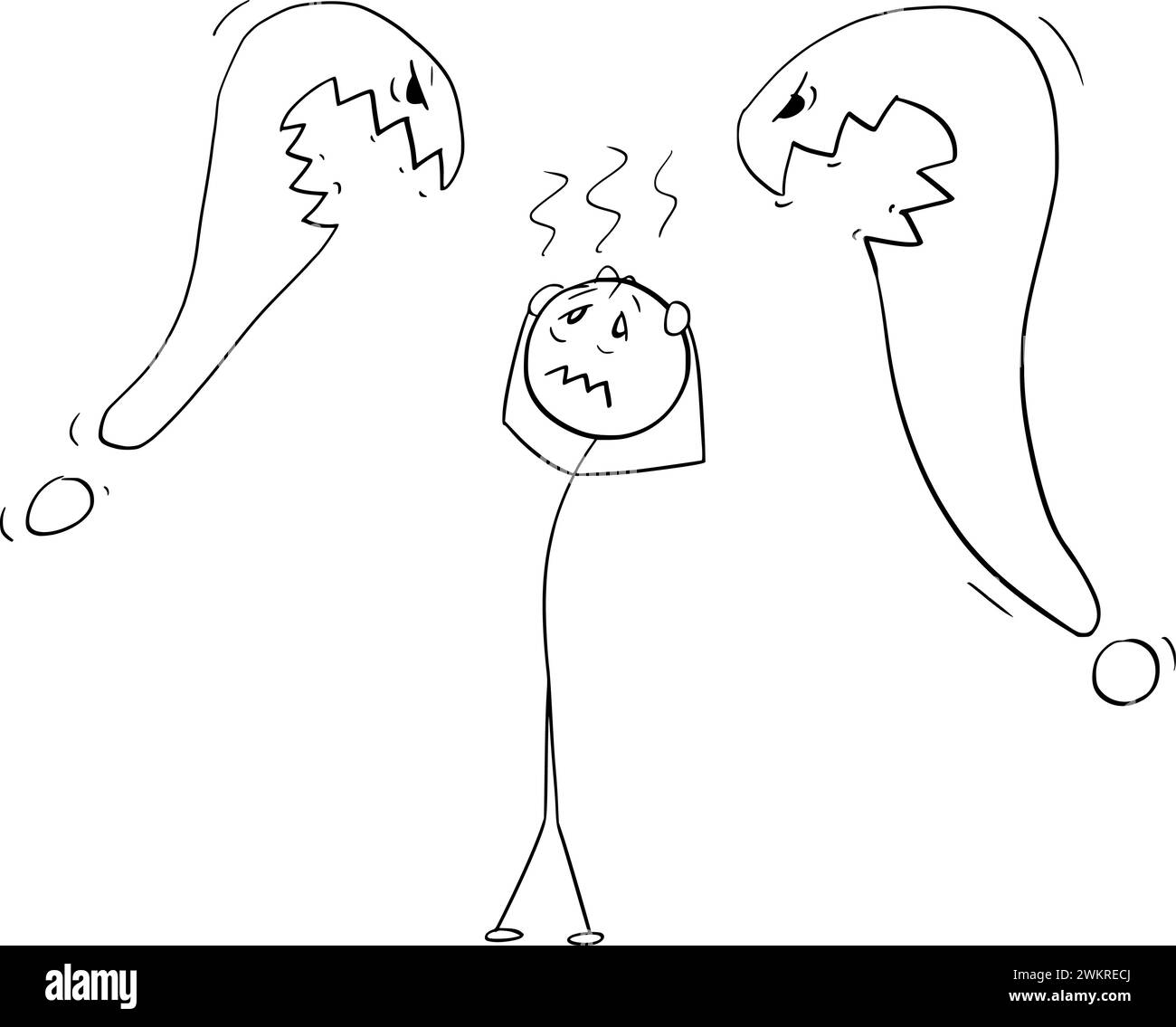 Worried and Frustrated Person Thinking About Problem or Question ...