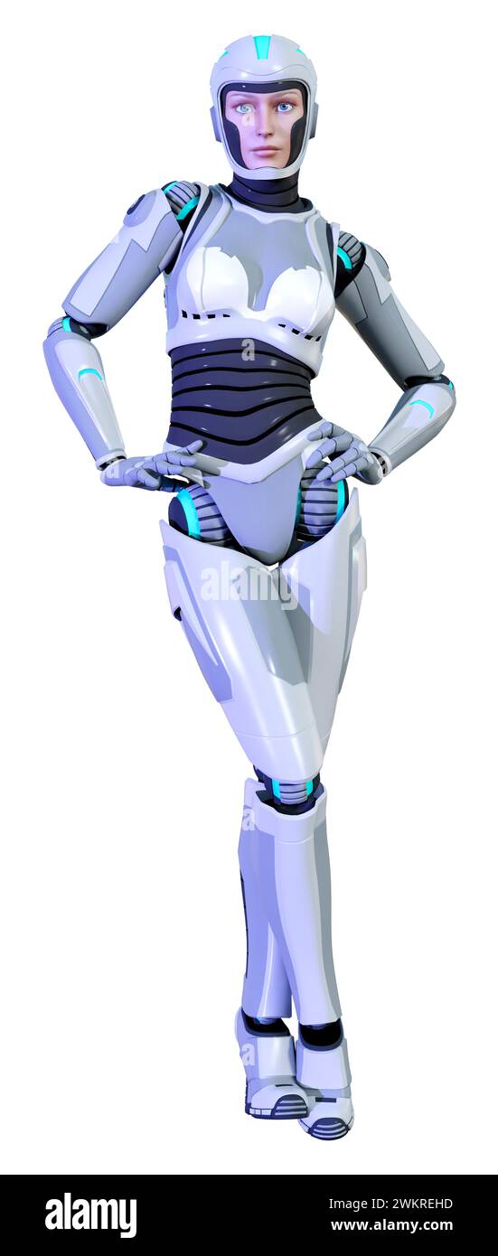 3D rendering of a female robot isolated on white background Stock Photo ...