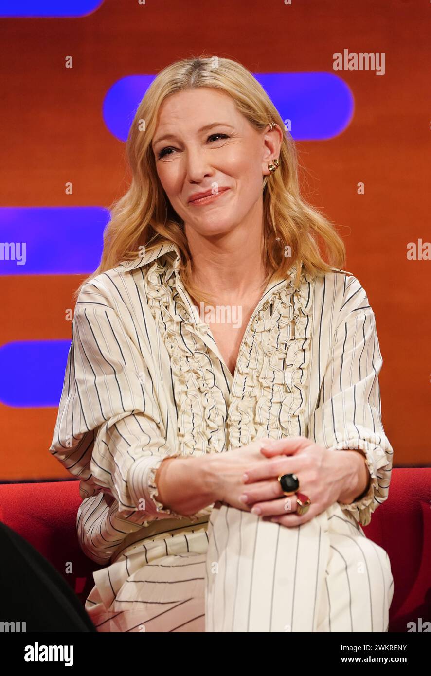 EDITORIAL USE ONLY Cate Blanchett during filming for the Graham Norton ...