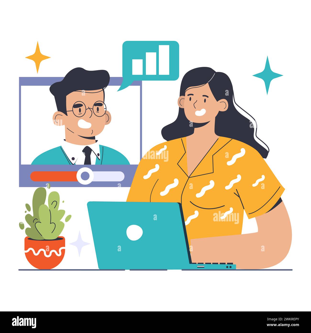 Engaging virtual discussion Stock Vector Images - Alamy