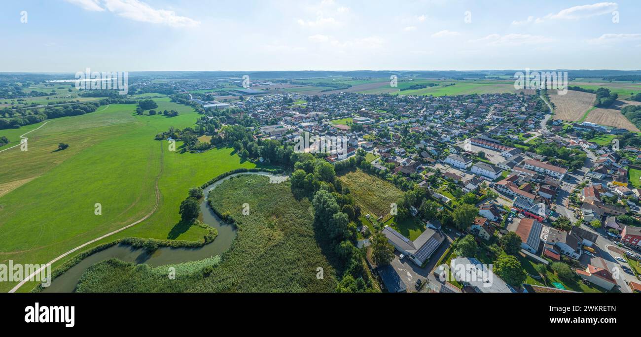 Aerial view of Frontenhausen in the Vils Valley in the Lower Bavarian ...