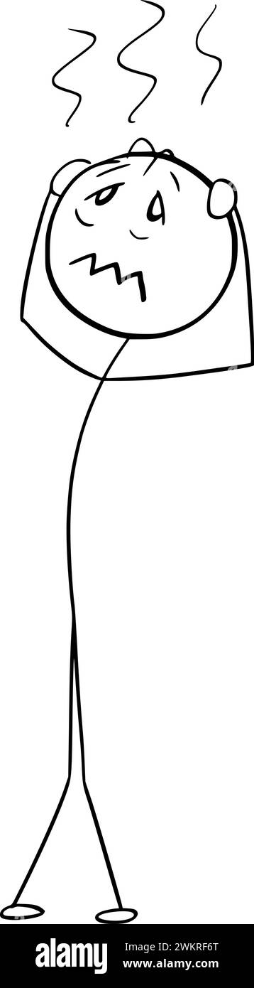 Stress, Head Pain or Headache , Vector Cartoon Stick Figure ...