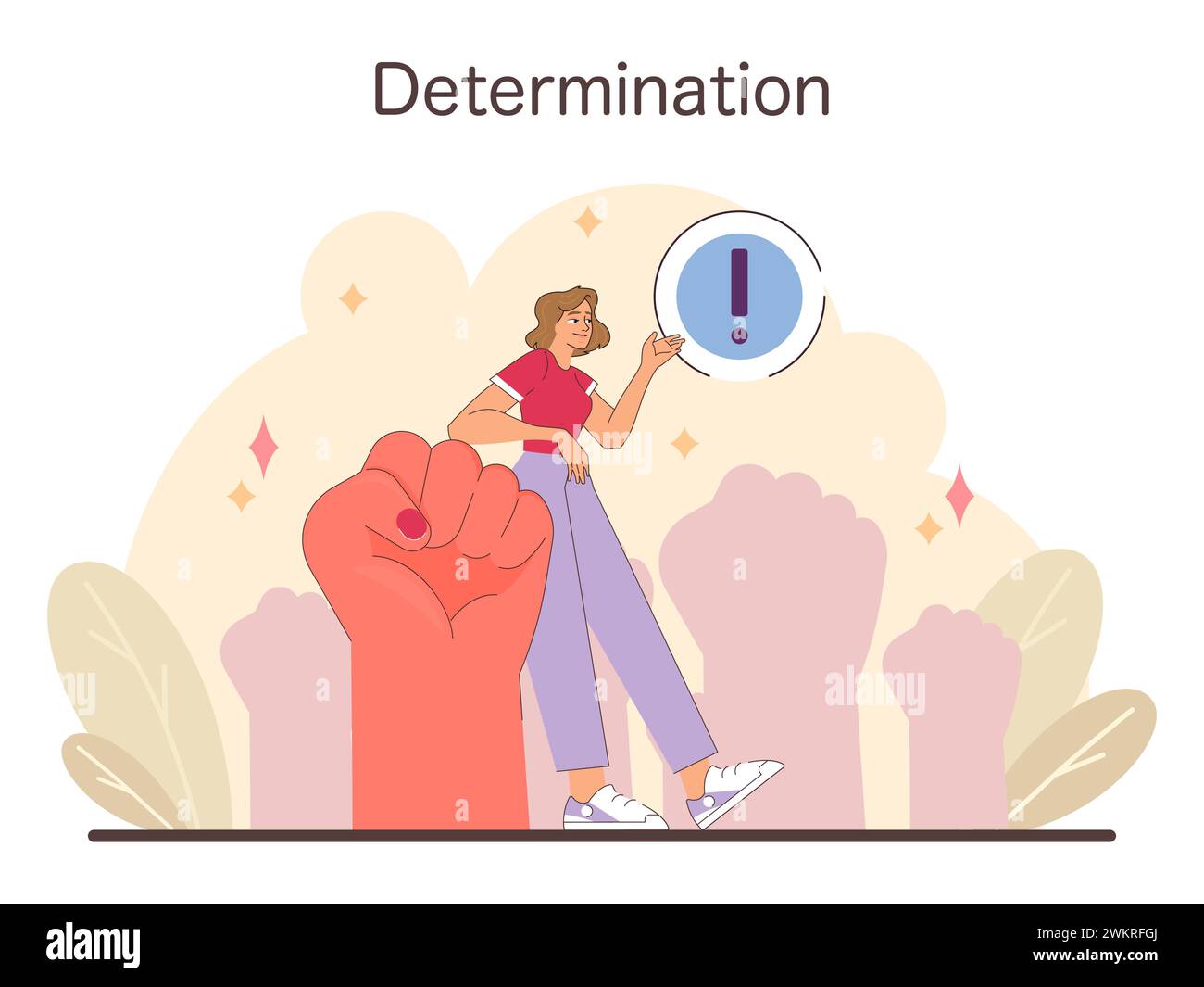 Emblem of Determination illustration. A resolute figure stands with an ...