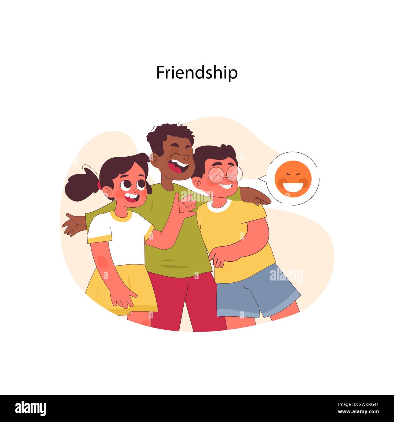 Friendship concept. Joyous children sharing a genuine moment of ...