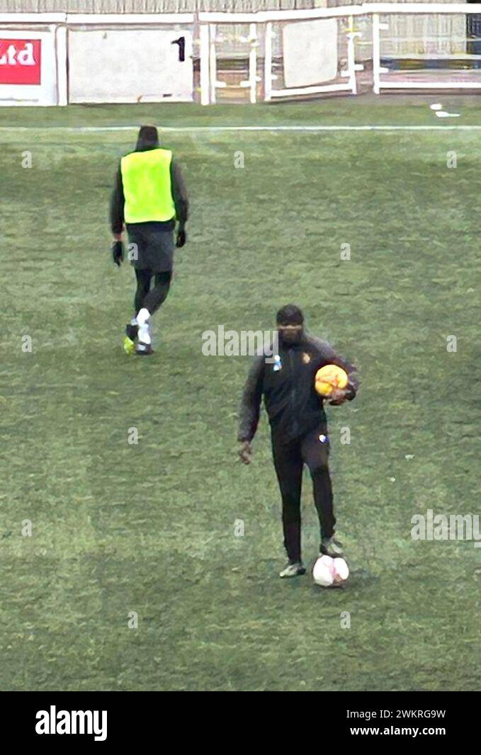 Maidstone United manger George Elokobi (right) during a training ...
