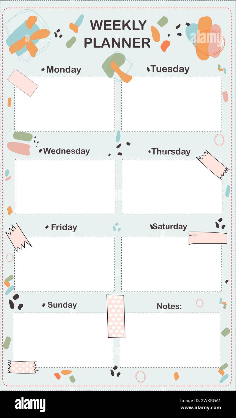 Weekly vertical planner with cute abstract shapes Stock Vector Image ...