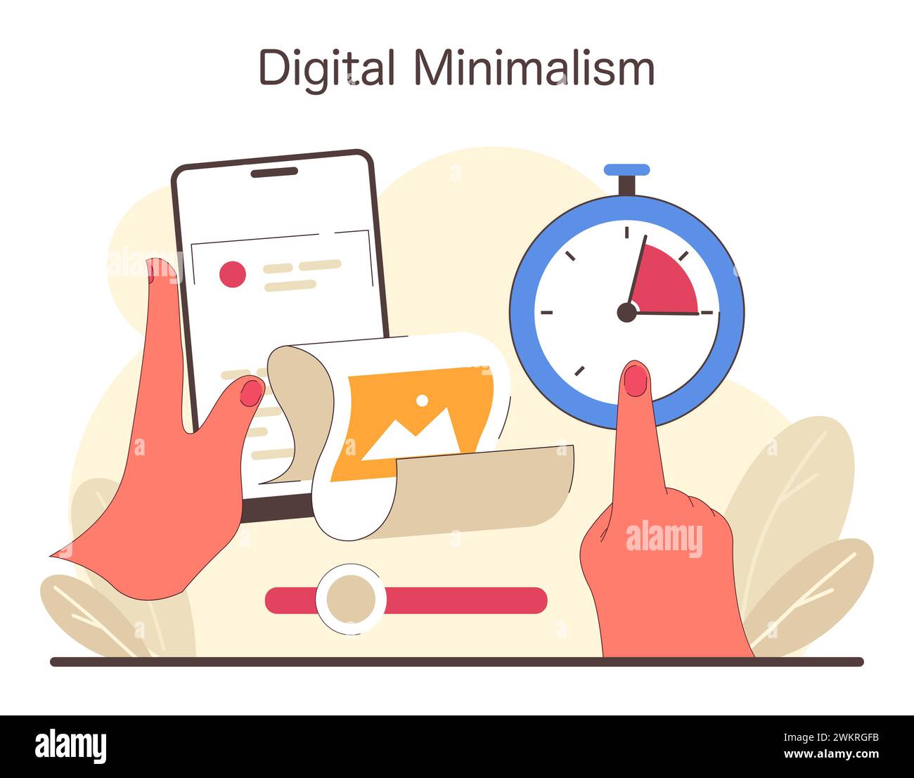 Digital Minimalism concept. Simplified user interface and time ...