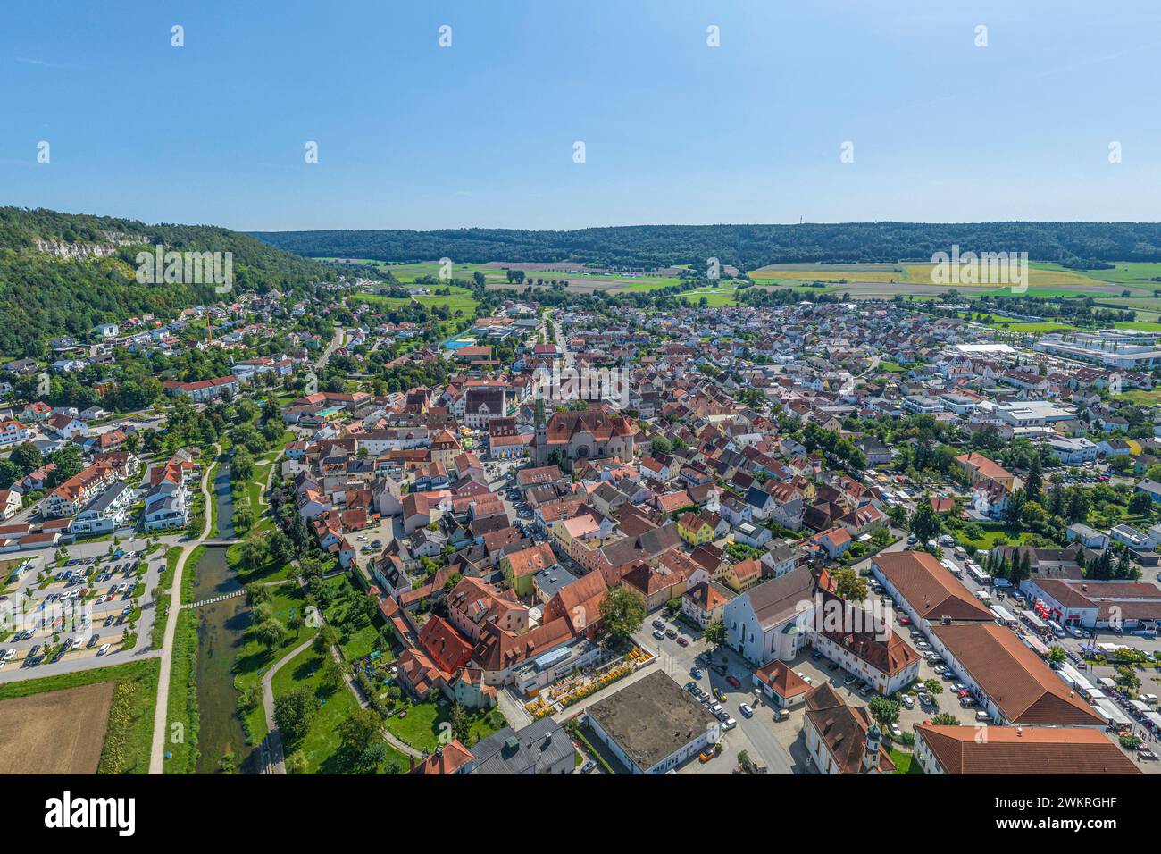 View of the town of Beilngries in the Nature Park Altmühltal in ...