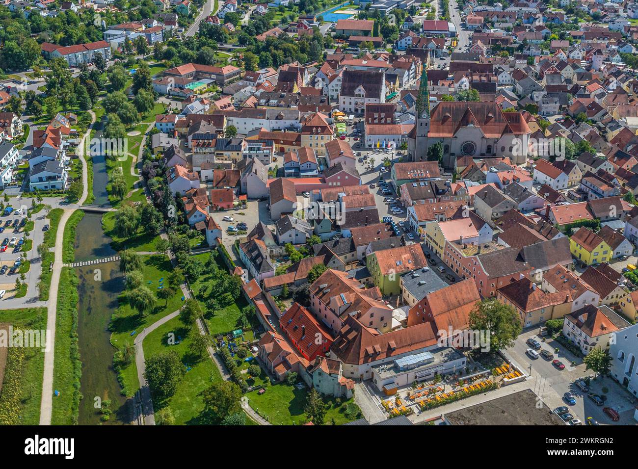 View of the town of Beilngries in the Nature Park Altmühltal in ...