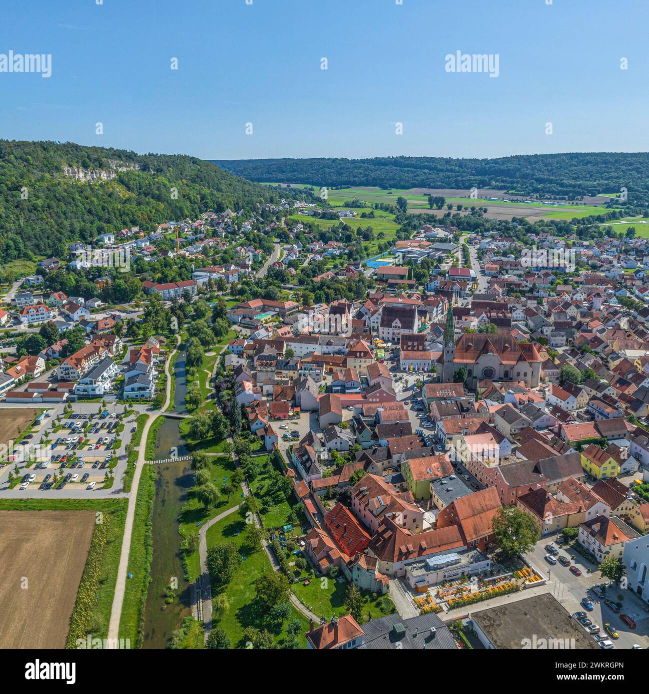 View of the town of Beilngries in the Nature Park Altmühltal in ...