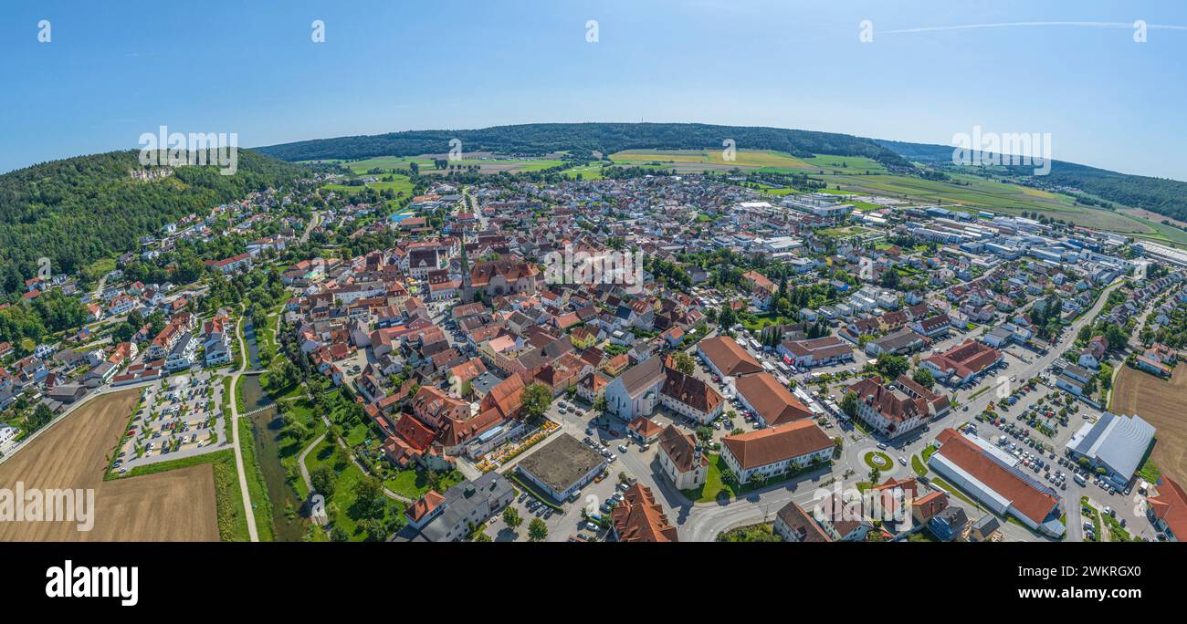 View of the town of Beilngries in the Nature Park Altmühltal in ...
