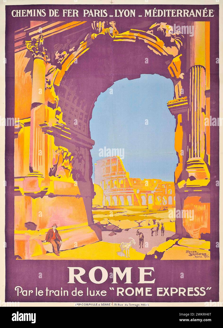 Vintage Travel Poster. Rome by the Rome Express, luxury train. France ...